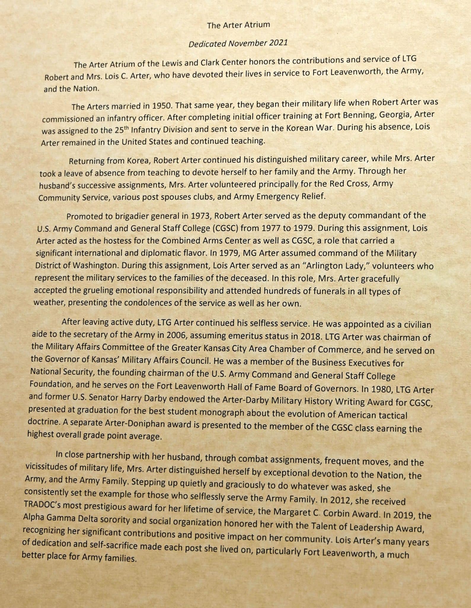 Lewis and Clark Center Atrium dedicated in honor of Lt. Gen. Robert and ...